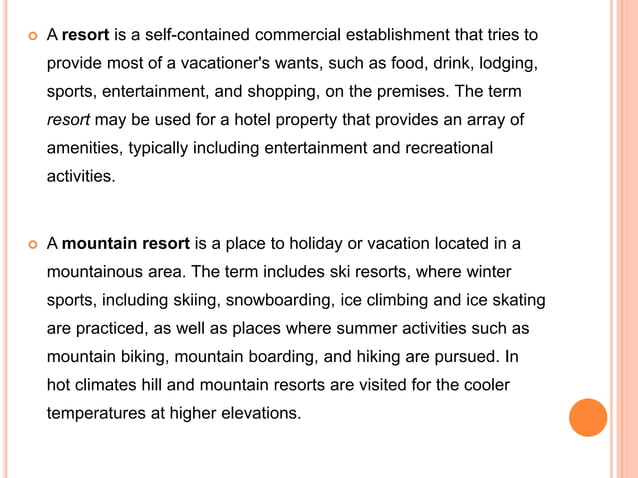 Mountain based resort development process,site and design guidelines ...