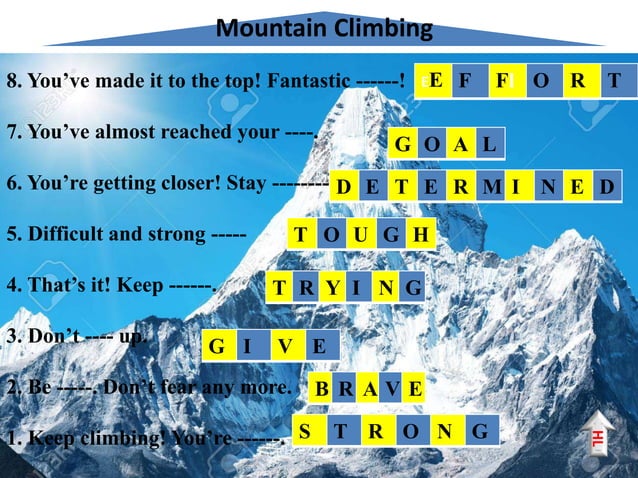 Mountain climbing: a language activity | PPT
