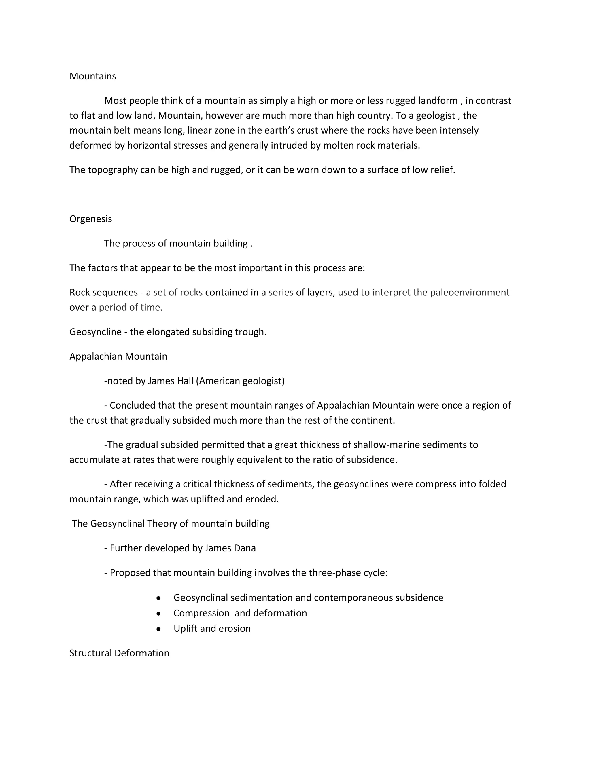 Mountains | DOCX | Geography | Science