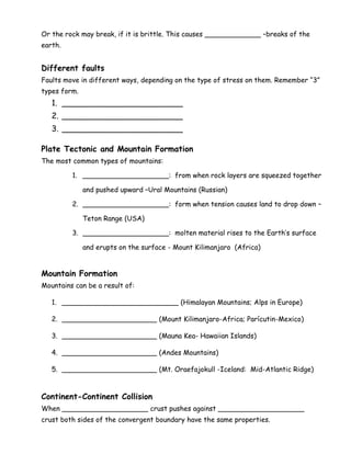 Mountains%2c earthquakes%2c volcanoes notes | PDF