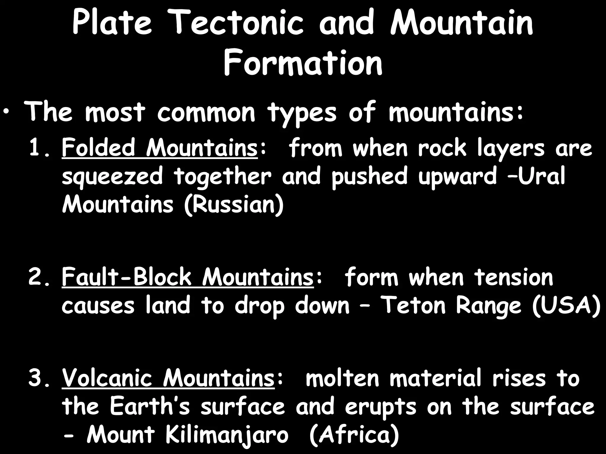 Mountains, earthquakes, and volcanoes | PPT