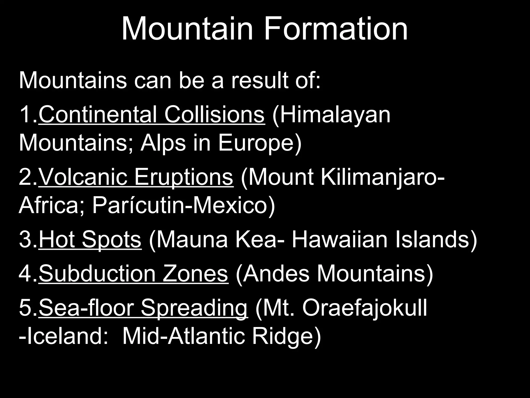 Mountains, earthquakes, and volcanoes | PPT