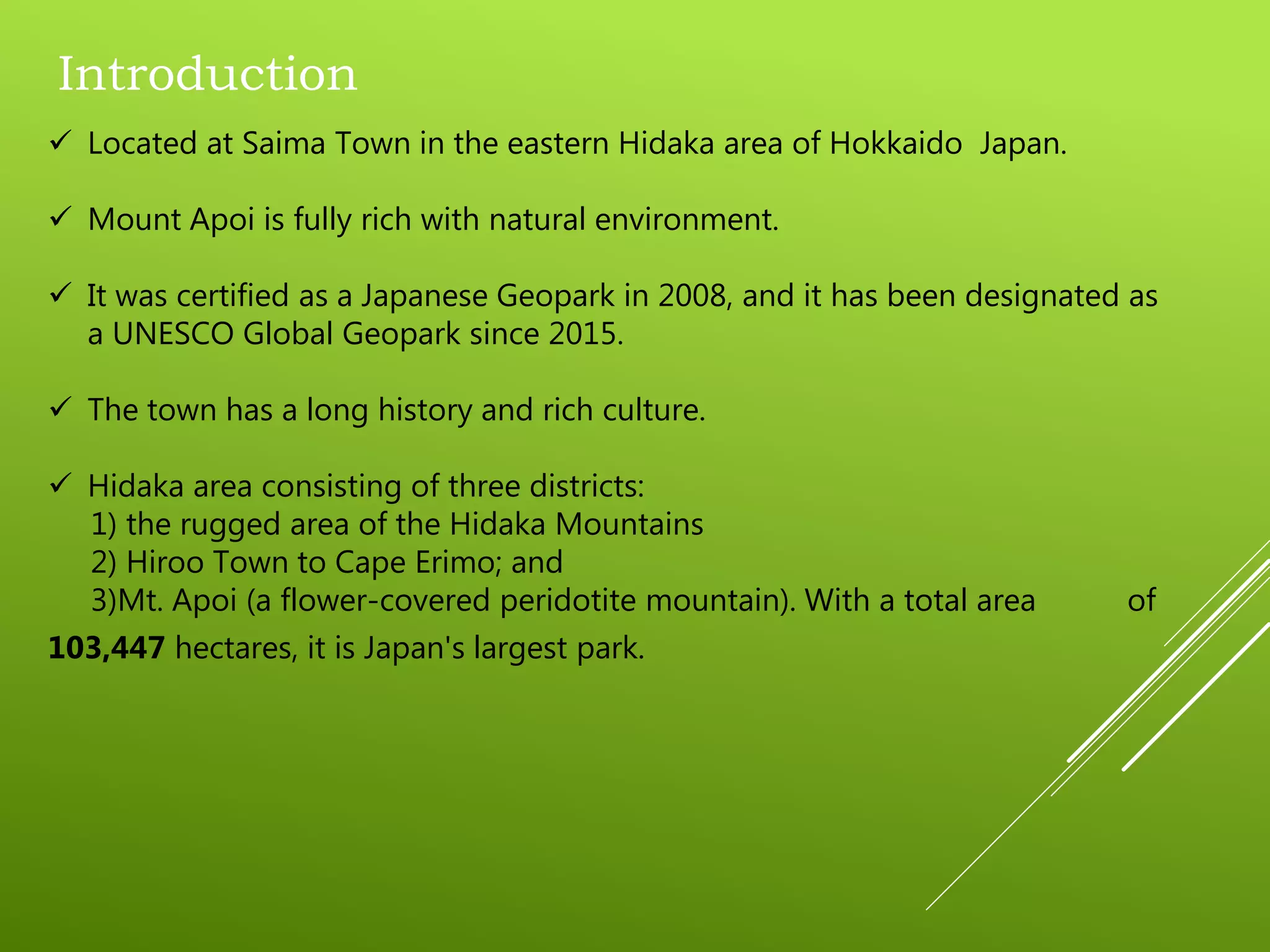 Mount apoi unesco global geopark | PPTX
