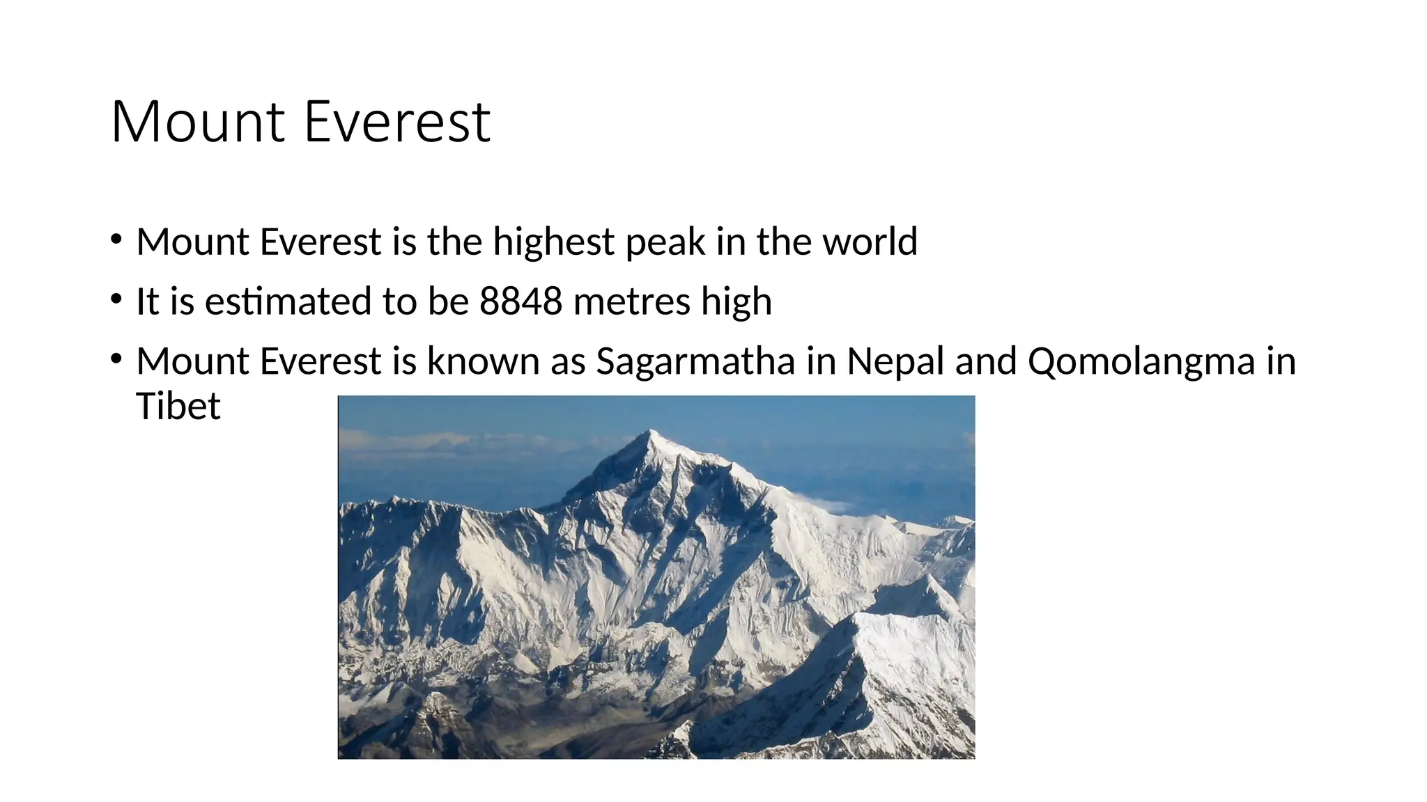 Mount Everest - Single Slide Presentation | PPT