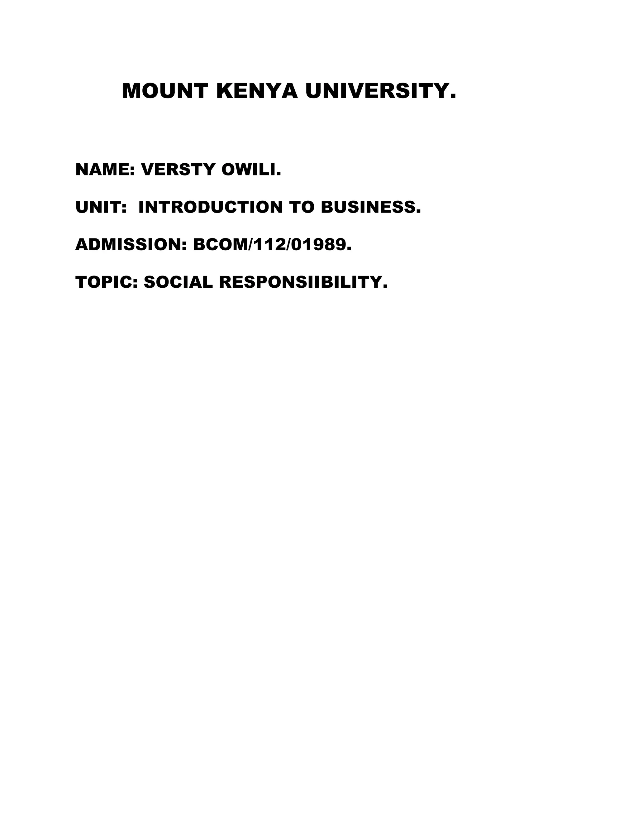 Mount kenya university | DOCX