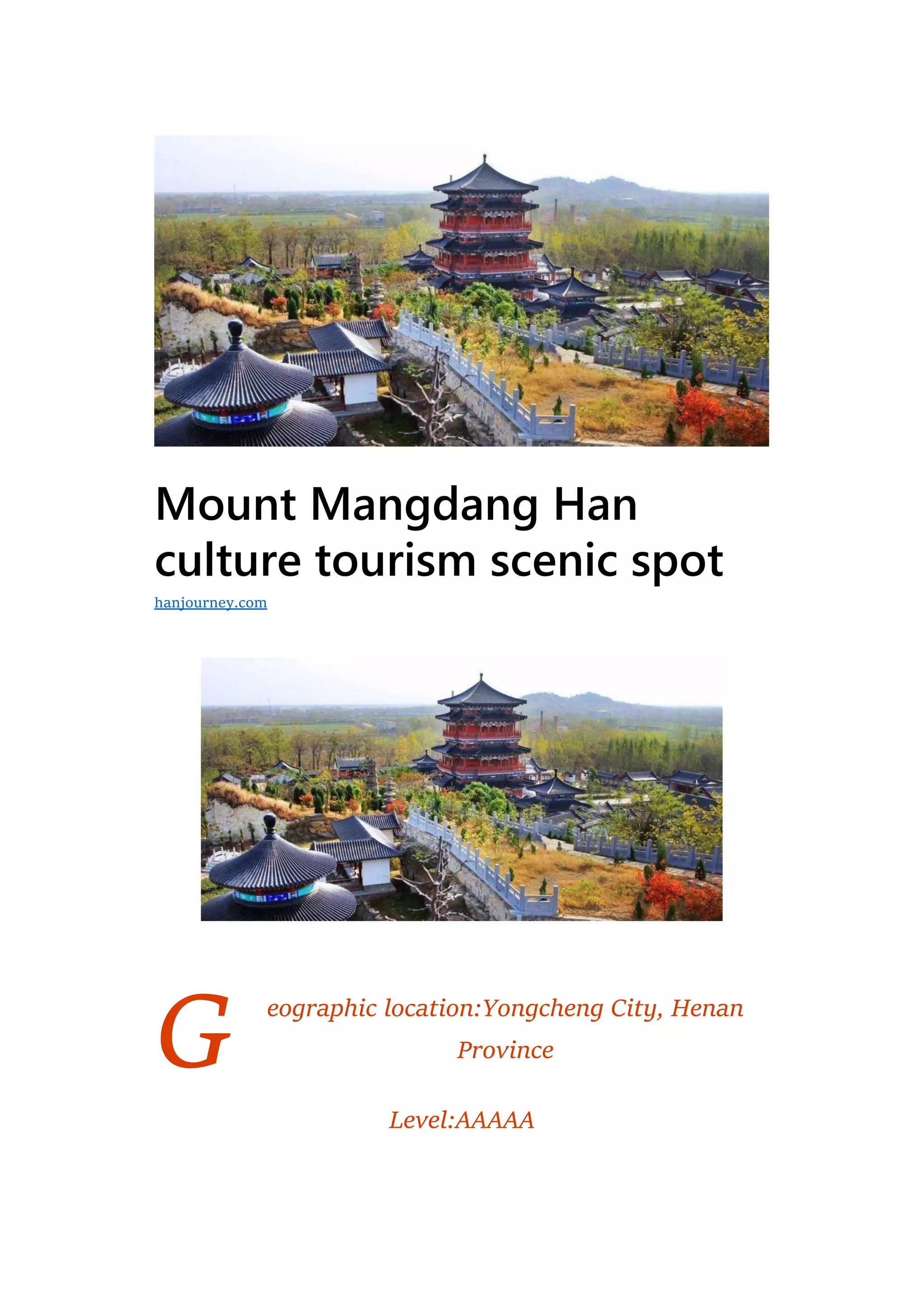 Mount mangdang han culture tourism scenic spot | PDF