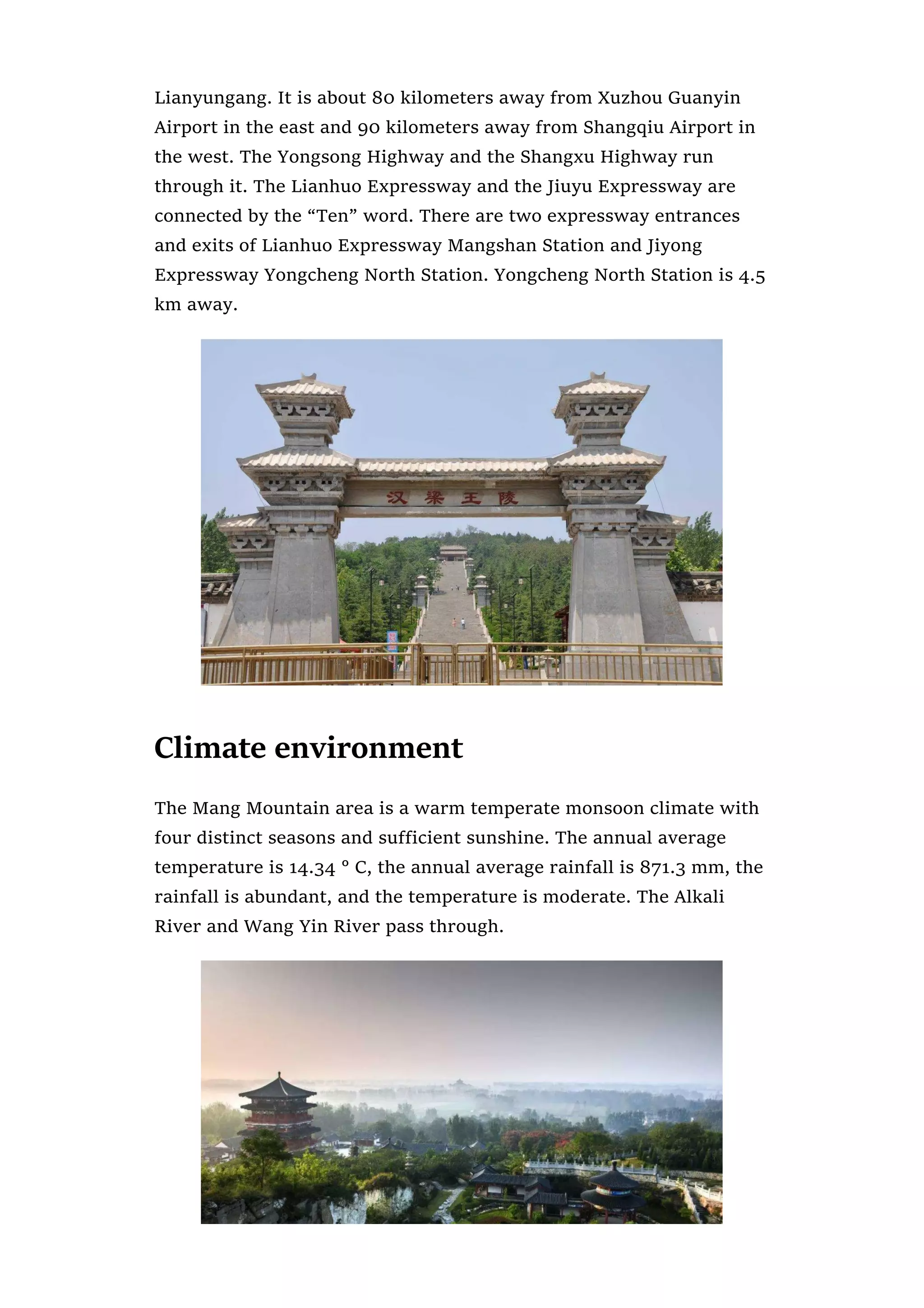 Mount mangdang han culture tourism scenic spot | PDF