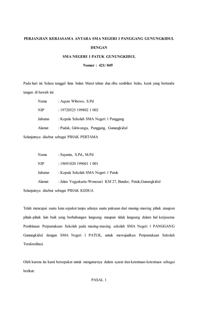 Mou perpustakaan | DOCX