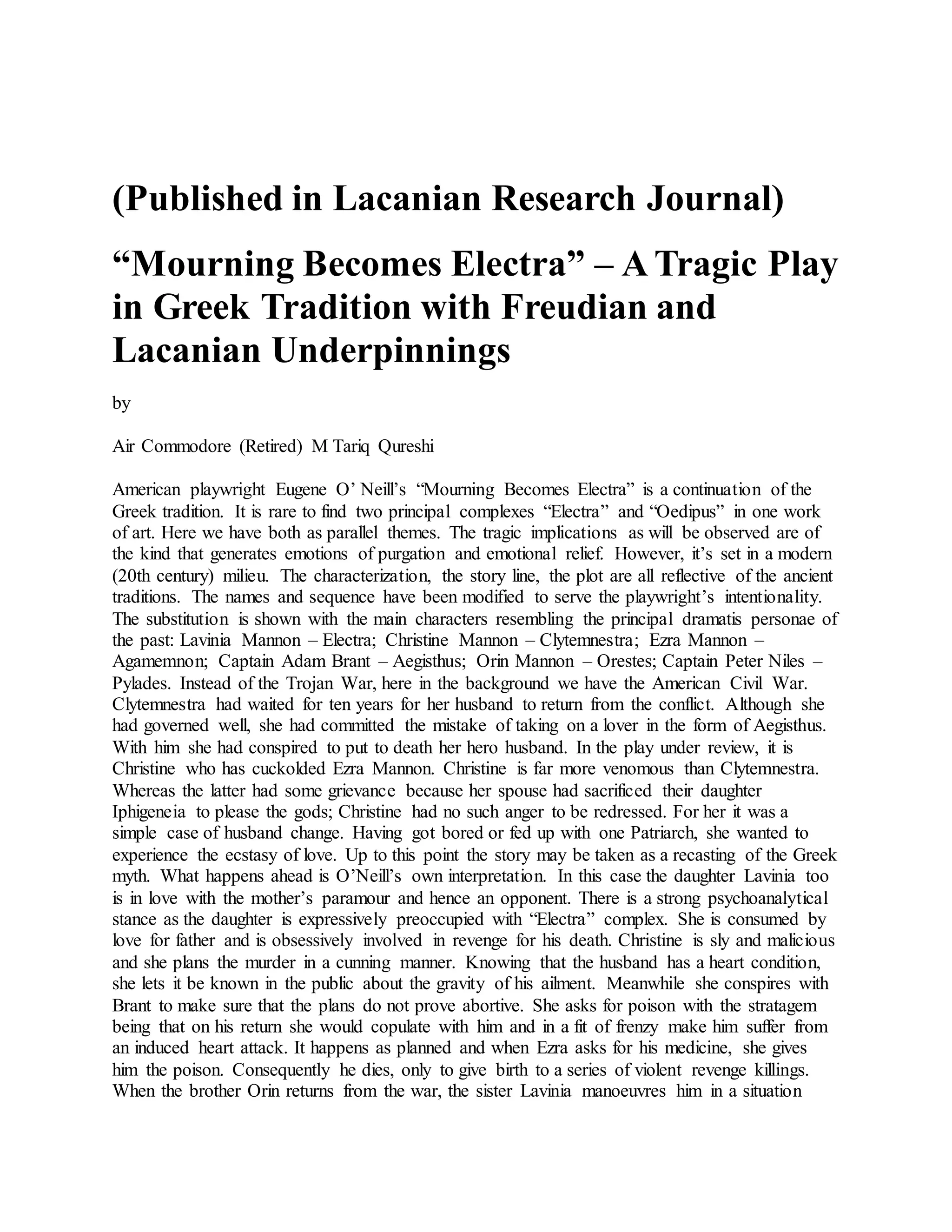 Mourning becomes electra | DOCX