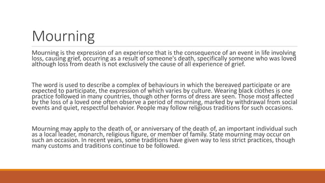mourning its types and periods.pptx | Bereavement | Family and ...