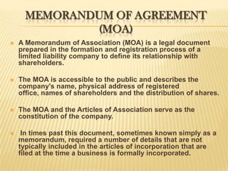 MOU's and MOA's | PPTX