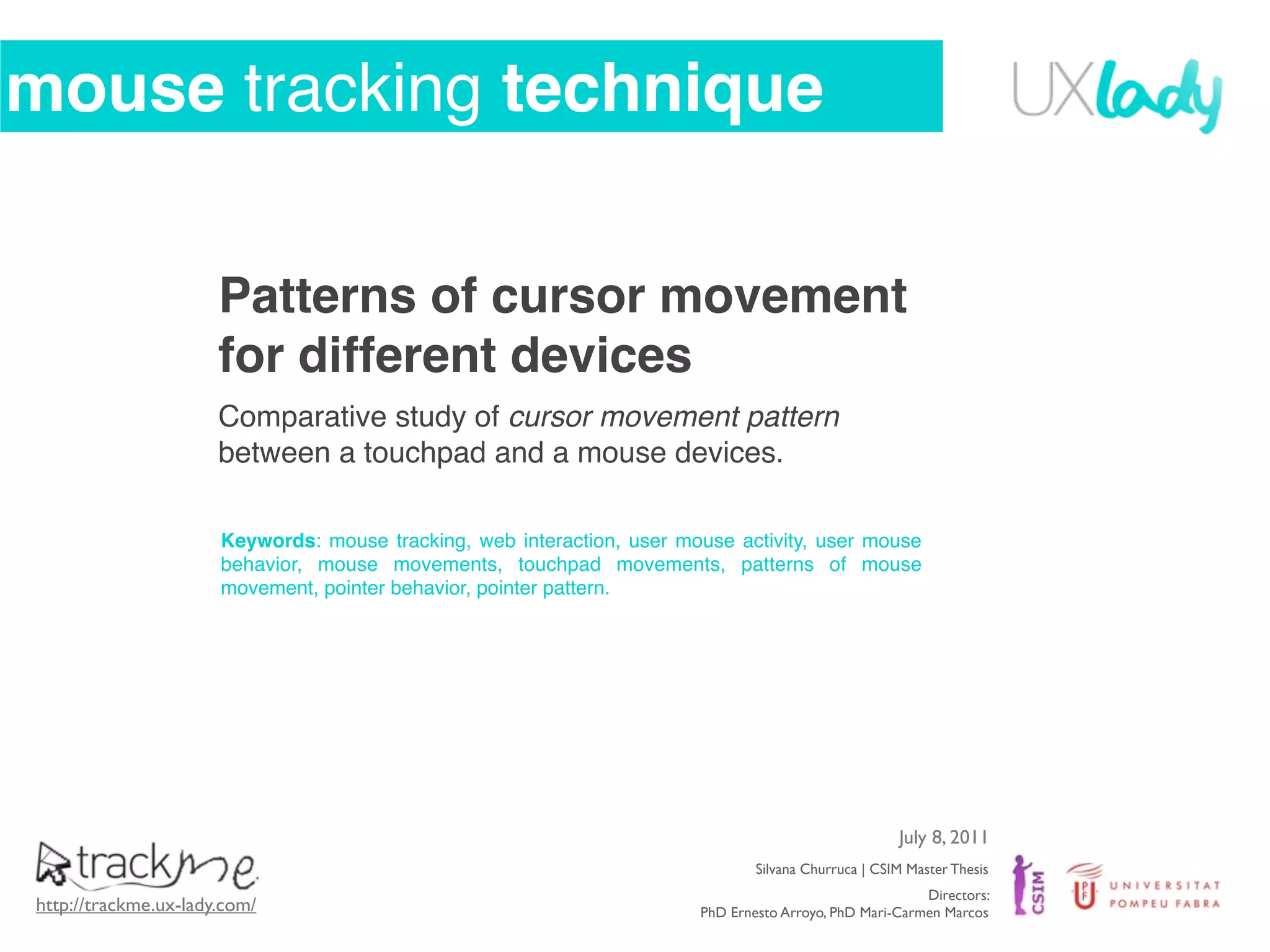 Mouse tracking technique and mouse patterns | PPT