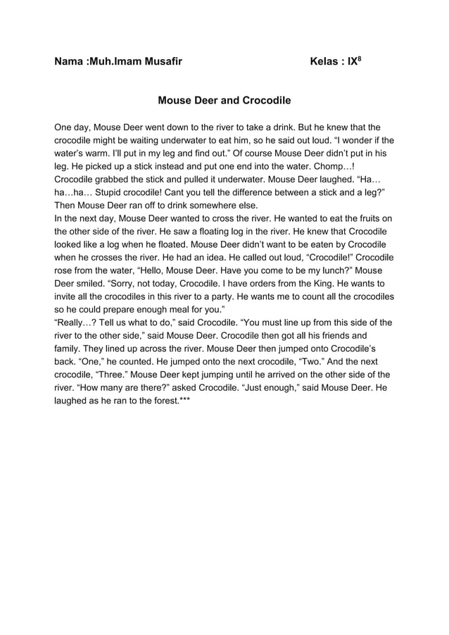 Mouse deer and crocodile | PDF