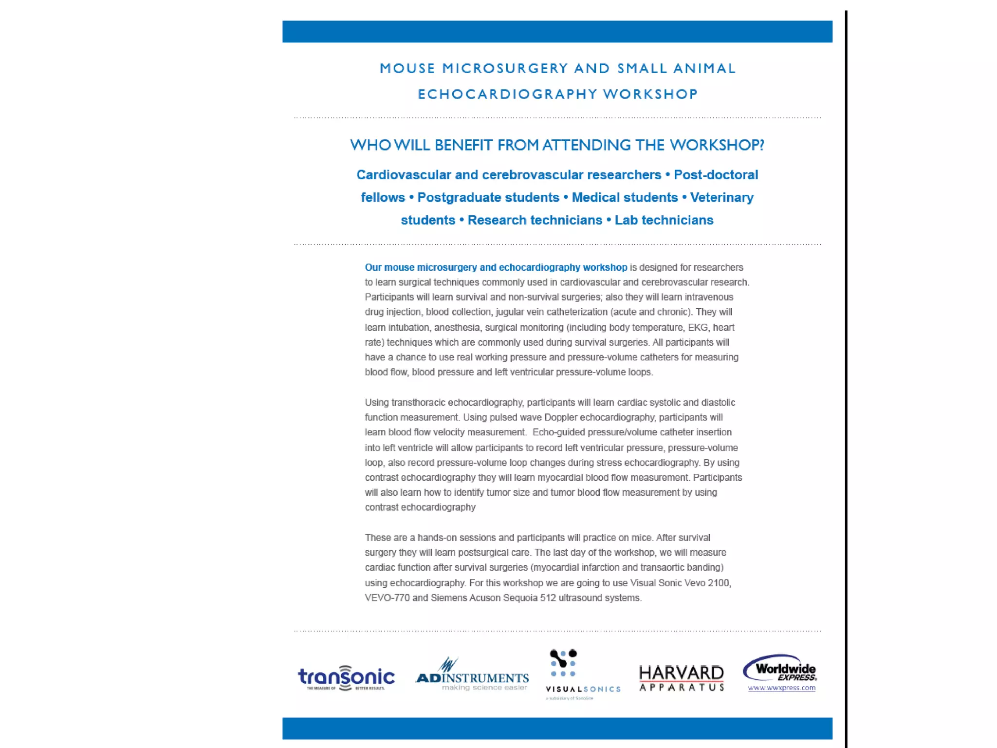 Mouse echocardiography, echo guided intraventricular and ...
