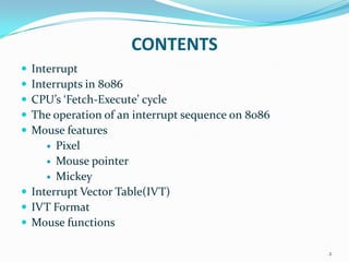 Mouse interrupts (Assembly Language & C) | PPTX
