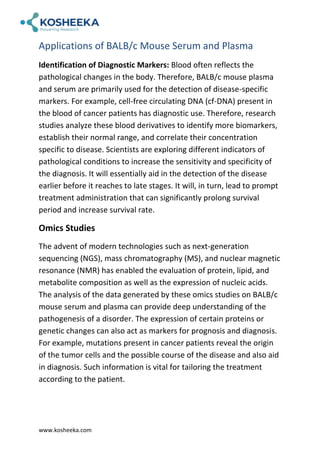BALB/c Mouse Plasma and Serum in Diagnosis and Therapy | PDF