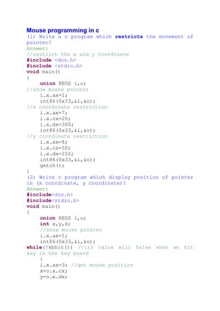Mouse programming in c | DOCX