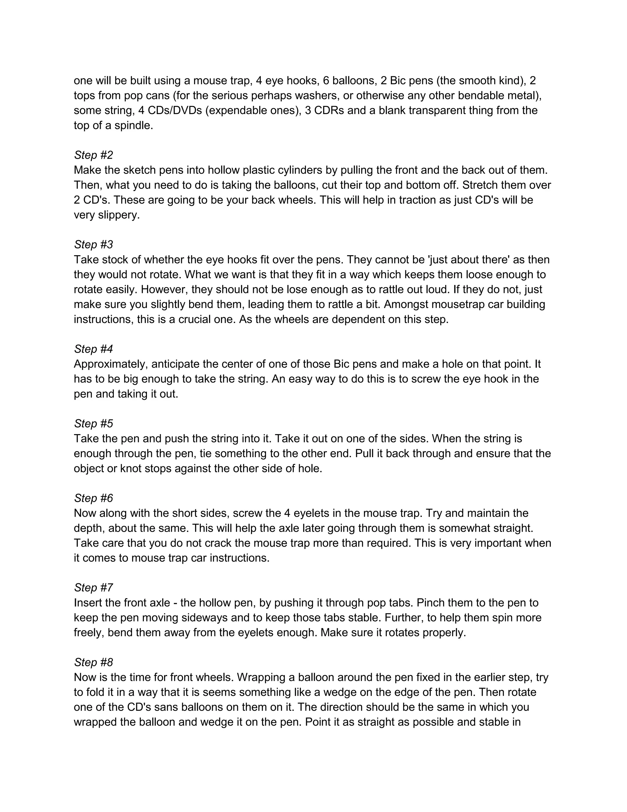 Mouse trap race car | DOCX