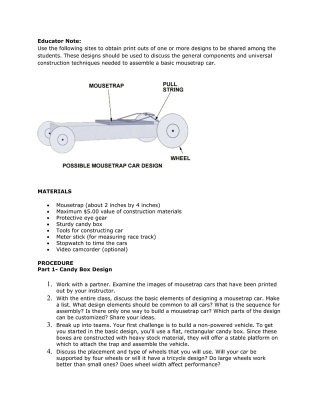 Mouse trap race car | PDF