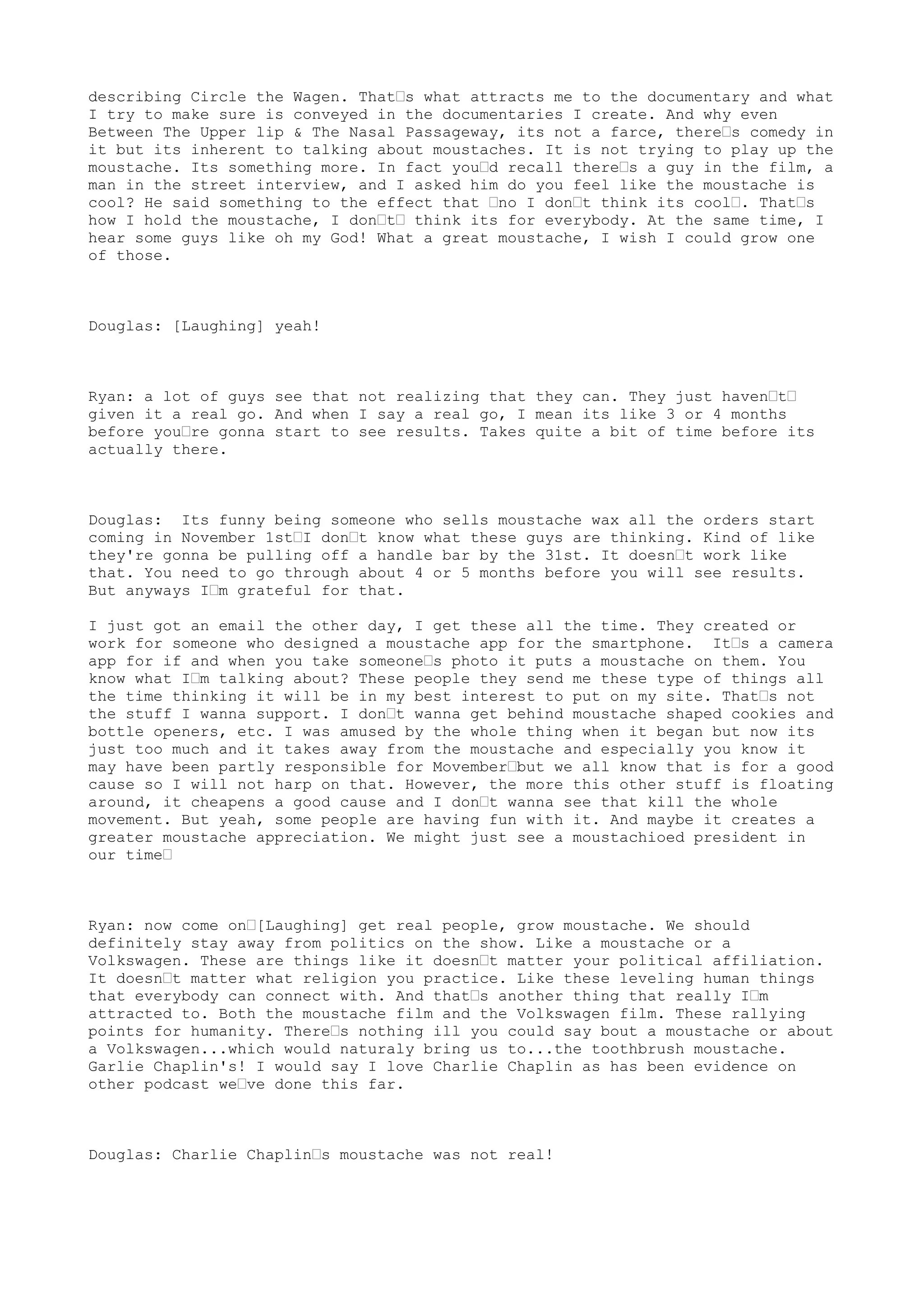 Moustache & blade episode 1 transcript | TXT