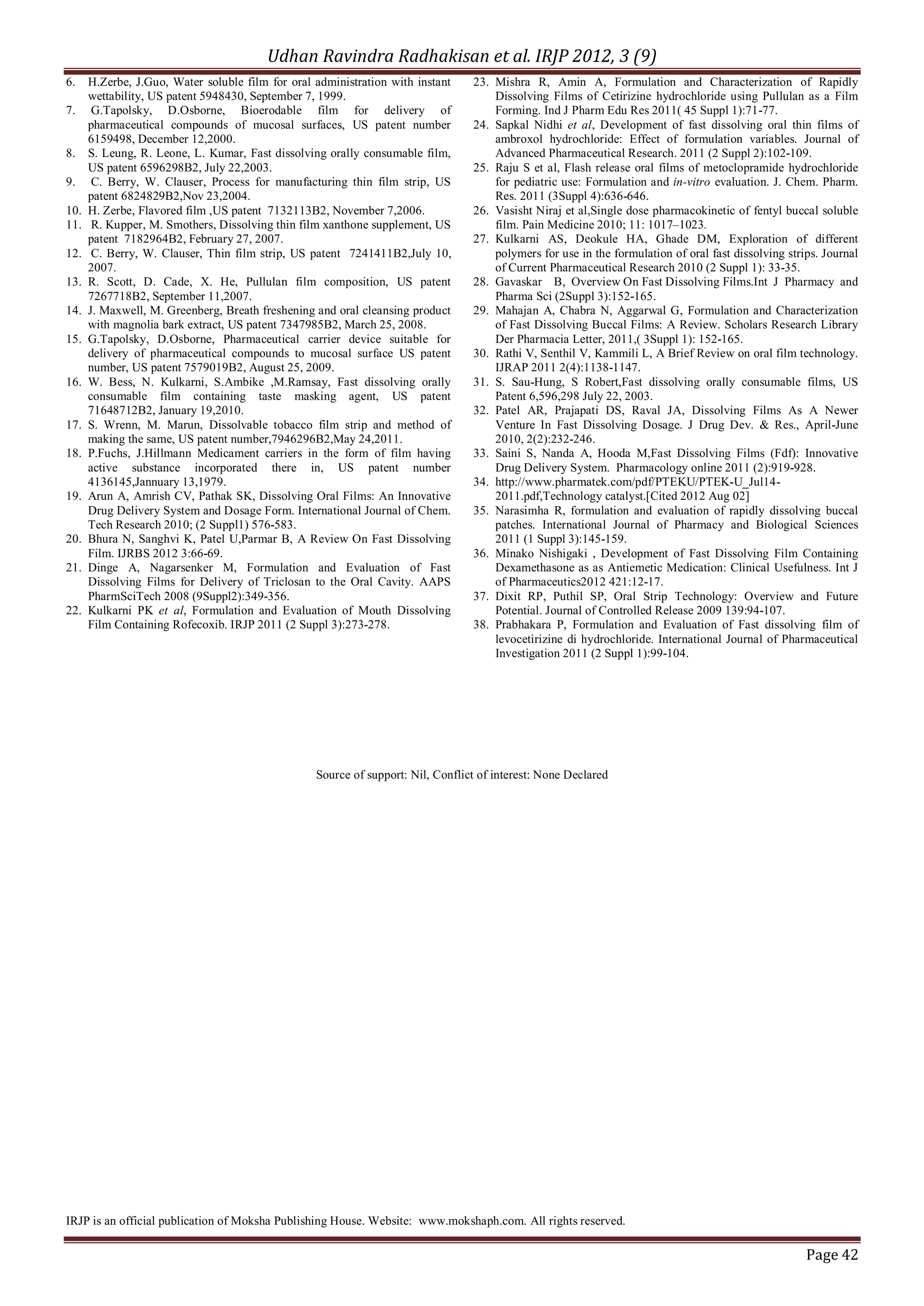 Mouth dissolving film pdf | PDF