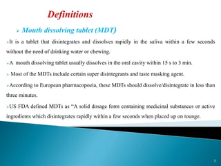 Mouth dissolving tablet seminar | PPTX