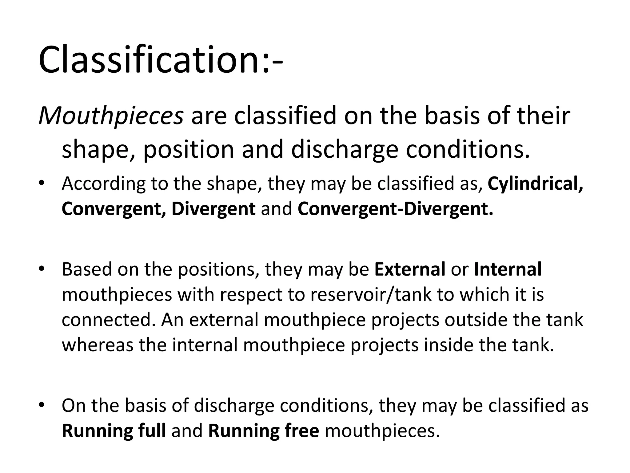 Flow through Mouthpieces | PPTX