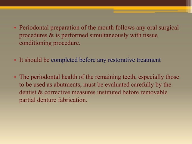 mouth preparation for rpd (2).pptx | Dental Health | Diseases and ...