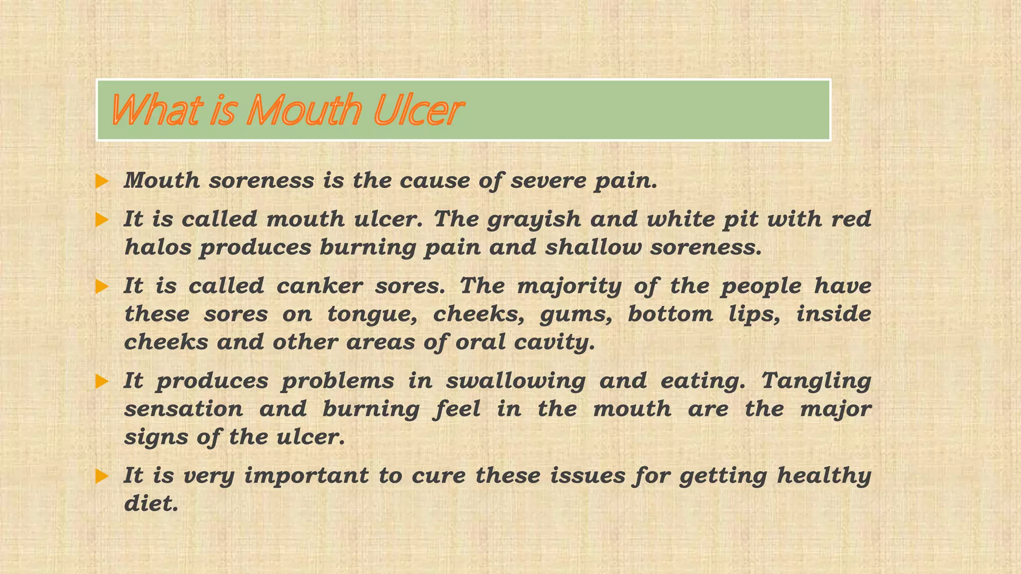 Mouth Ulcer and Cure | PPTX