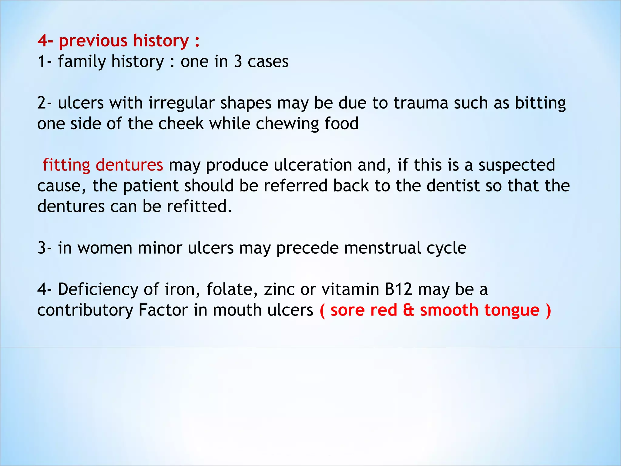 Mouth ulcers responding to symptoms lec. 3 | PPT