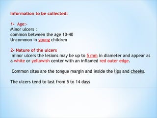 Mouth ulcers responding to symptoms lec. 3 | PPT