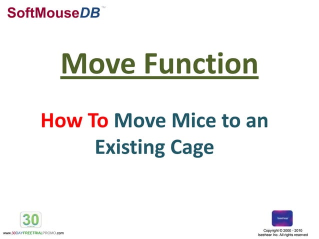 Move function how to move mice to an existing cage september 2010 | PPT