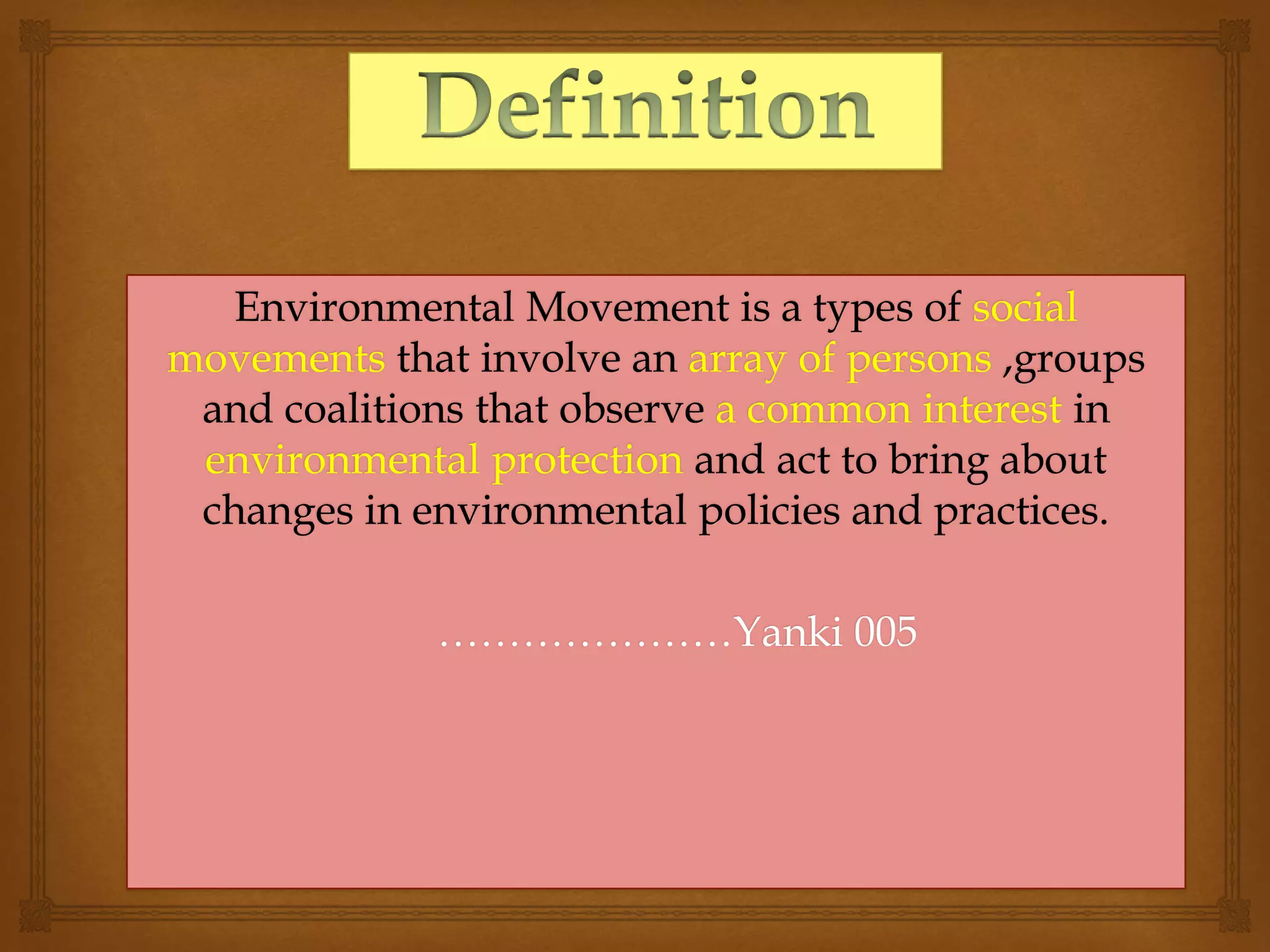 Movements and laws of environment education | PPT