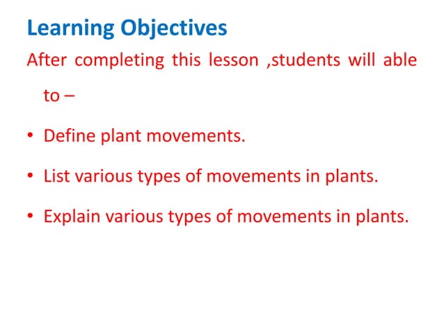 Movements in plants | PPTX | Biological Sciences | Science