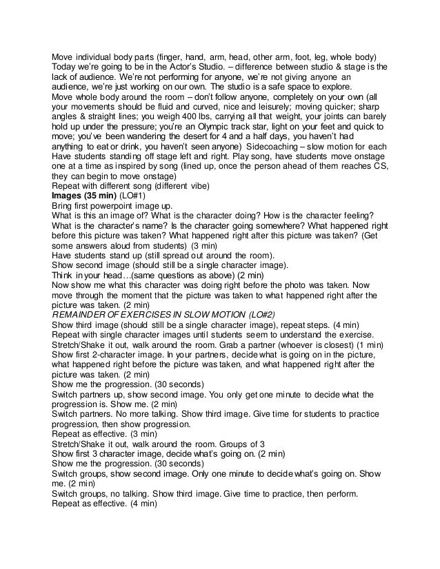 Grade 7 Movement Unit (Drama)