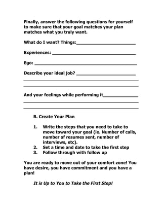 Move out of your comfort zone worksheets | PDF