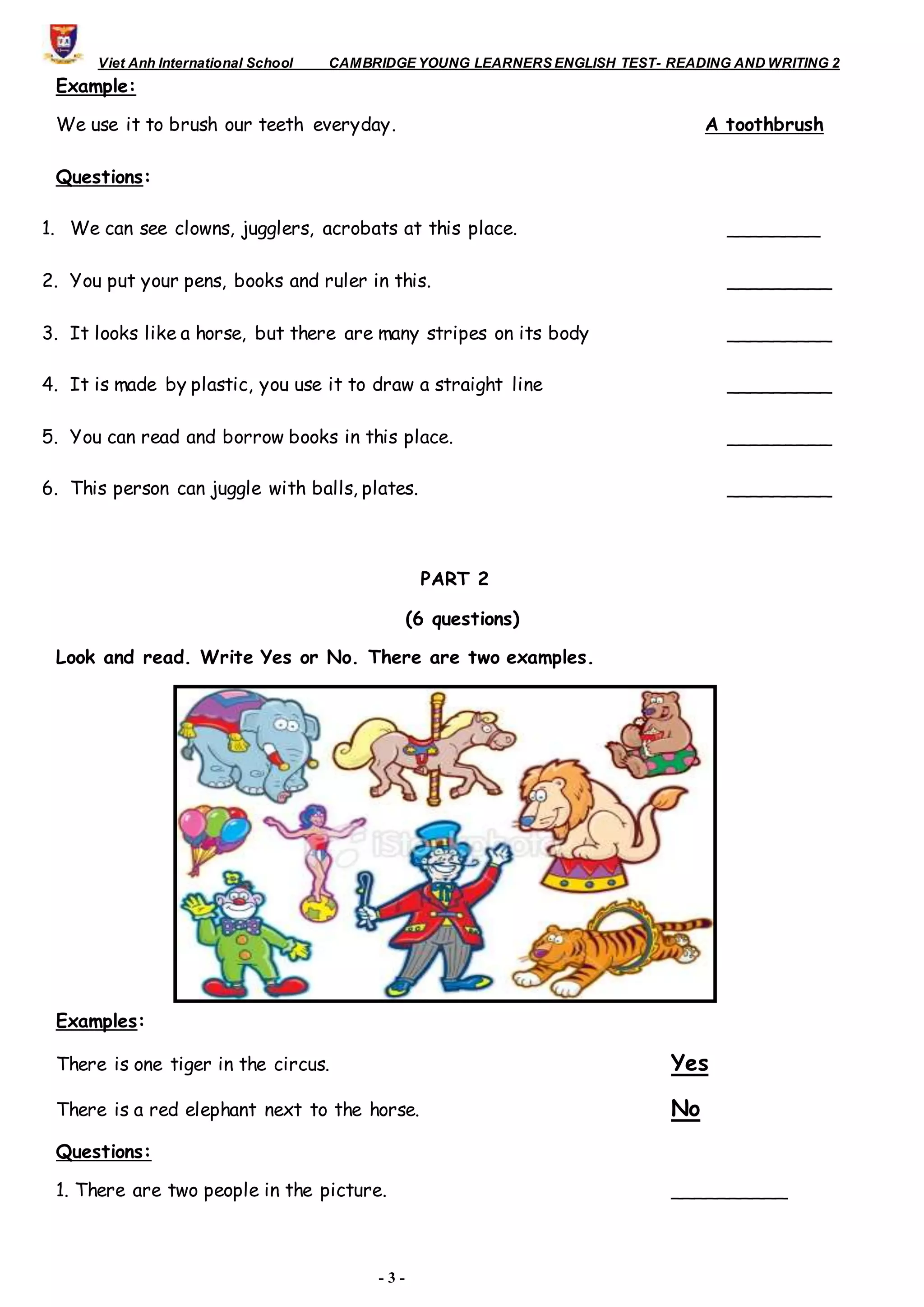 Movers reading and writing test 2 OK | DOCX