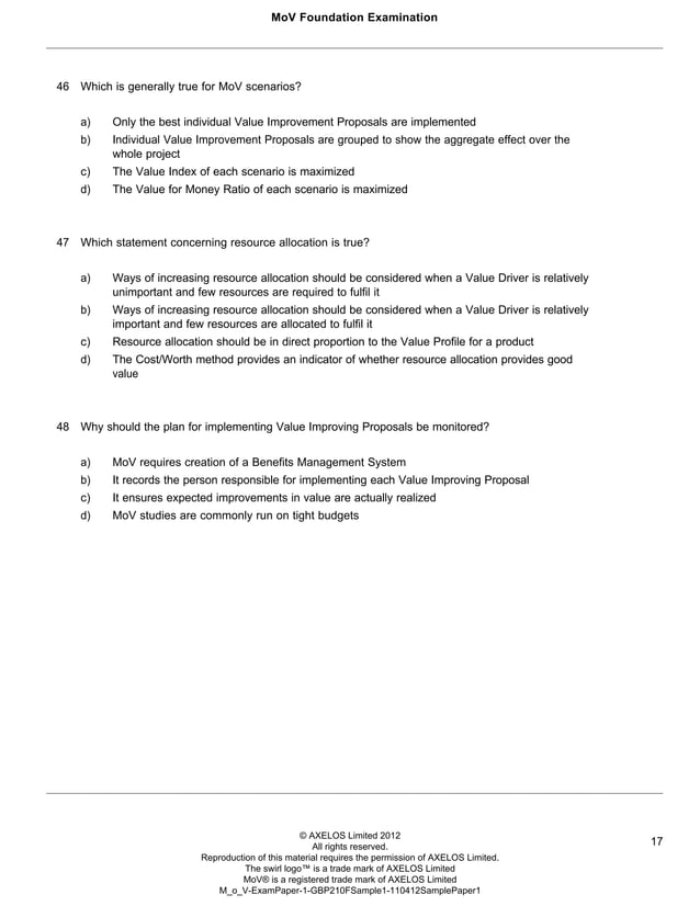 MoV foundation sample paper | PDF