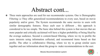 Movie recommendation system using collaborative filtering system | PPTX
