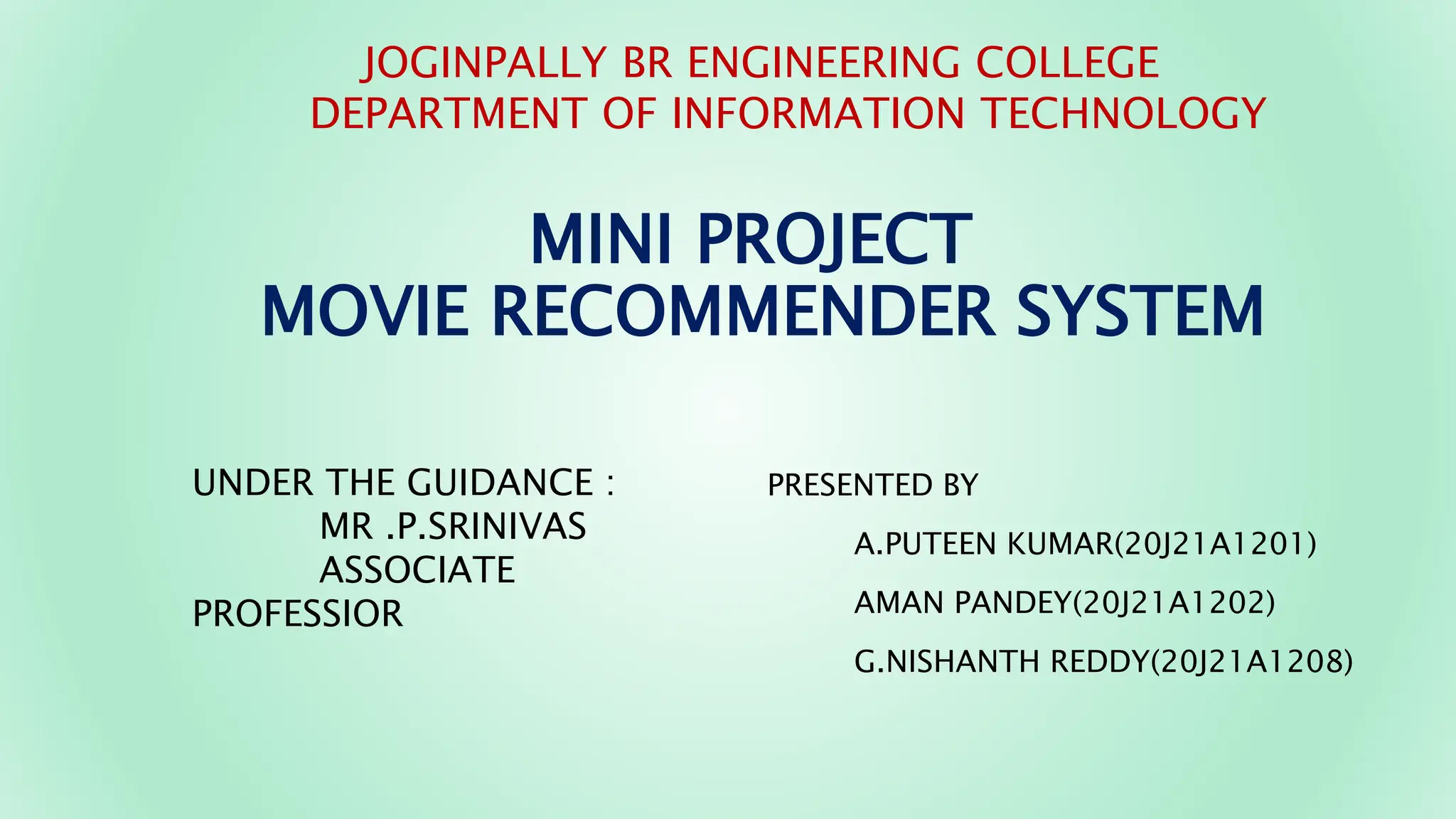 powerpoint presentation on movie recommender system. | PPTX