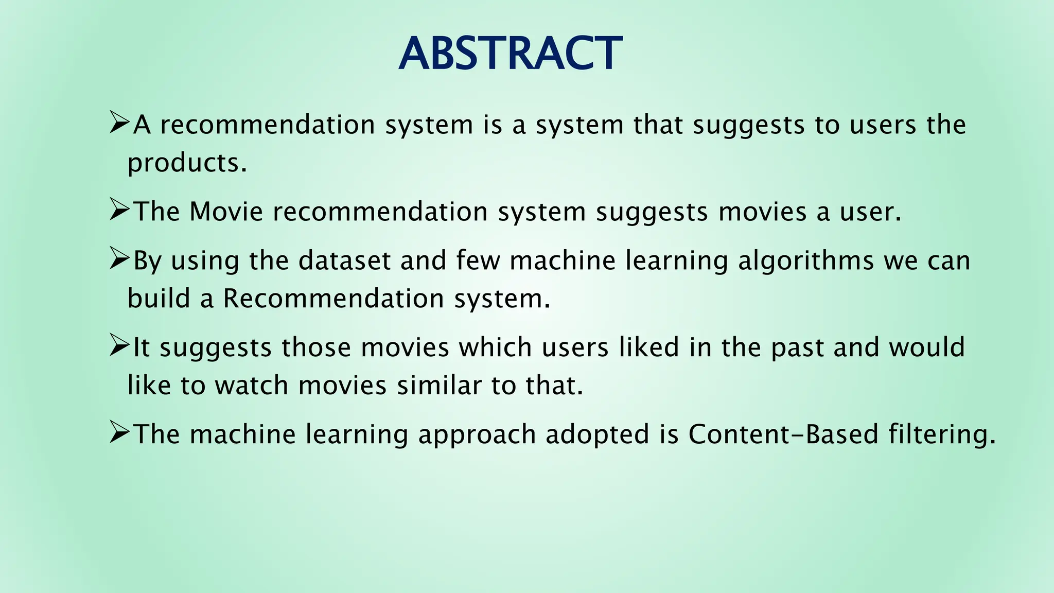 powerpoint presentation on movie recommender system. | PPTX