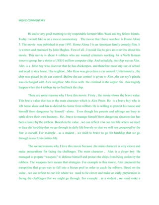 HOME ALONE ELC230 Movie / review | DOCX