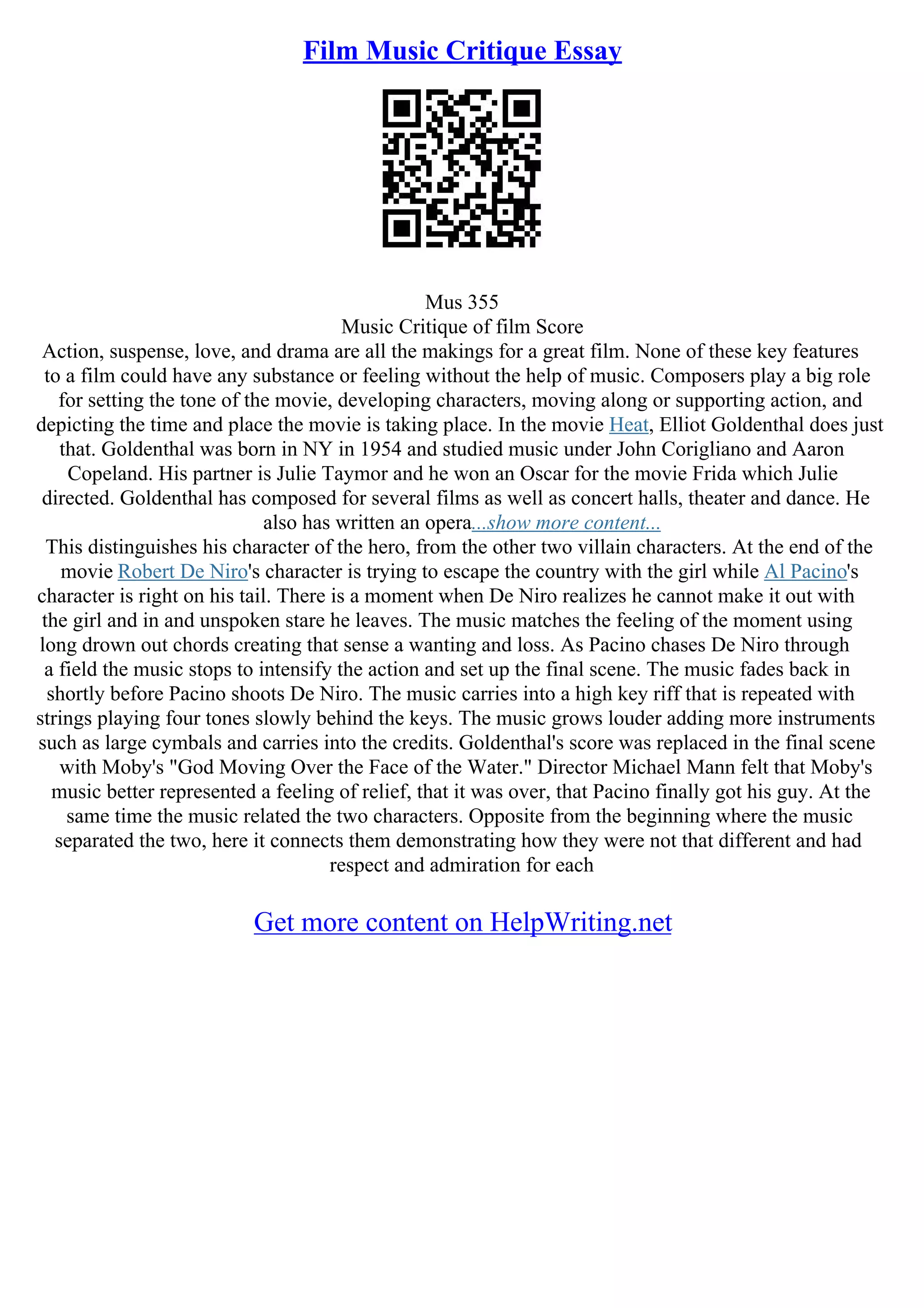 Movie Critique Essay | PDF