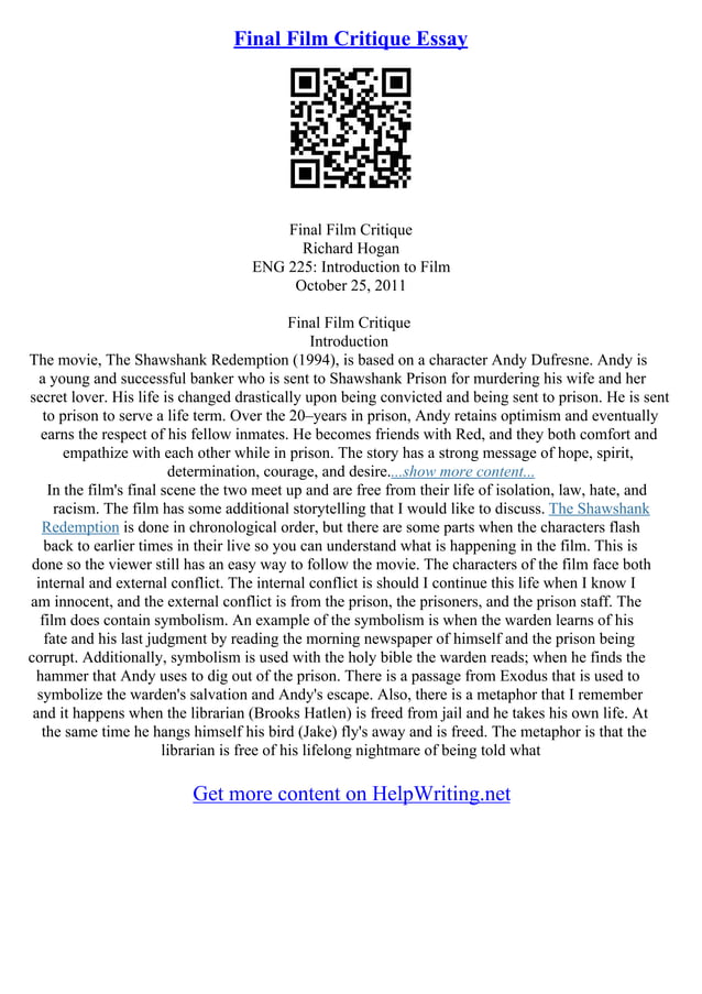 Movie Critique Essay | PDF