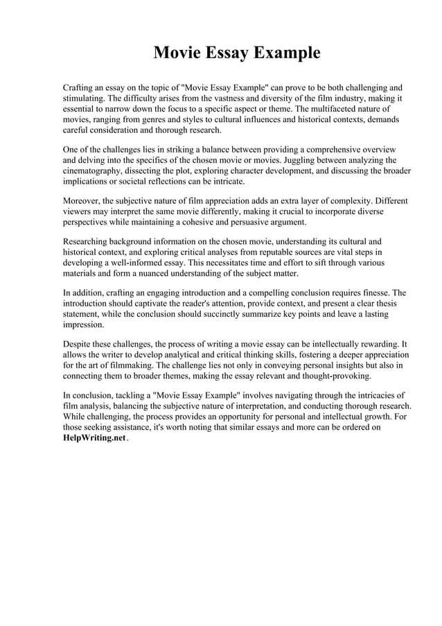 Movie Essay Example. Louisiana State University | PDF | Screenwriting ...