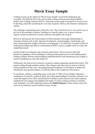 Movie Essay Sample | PDF