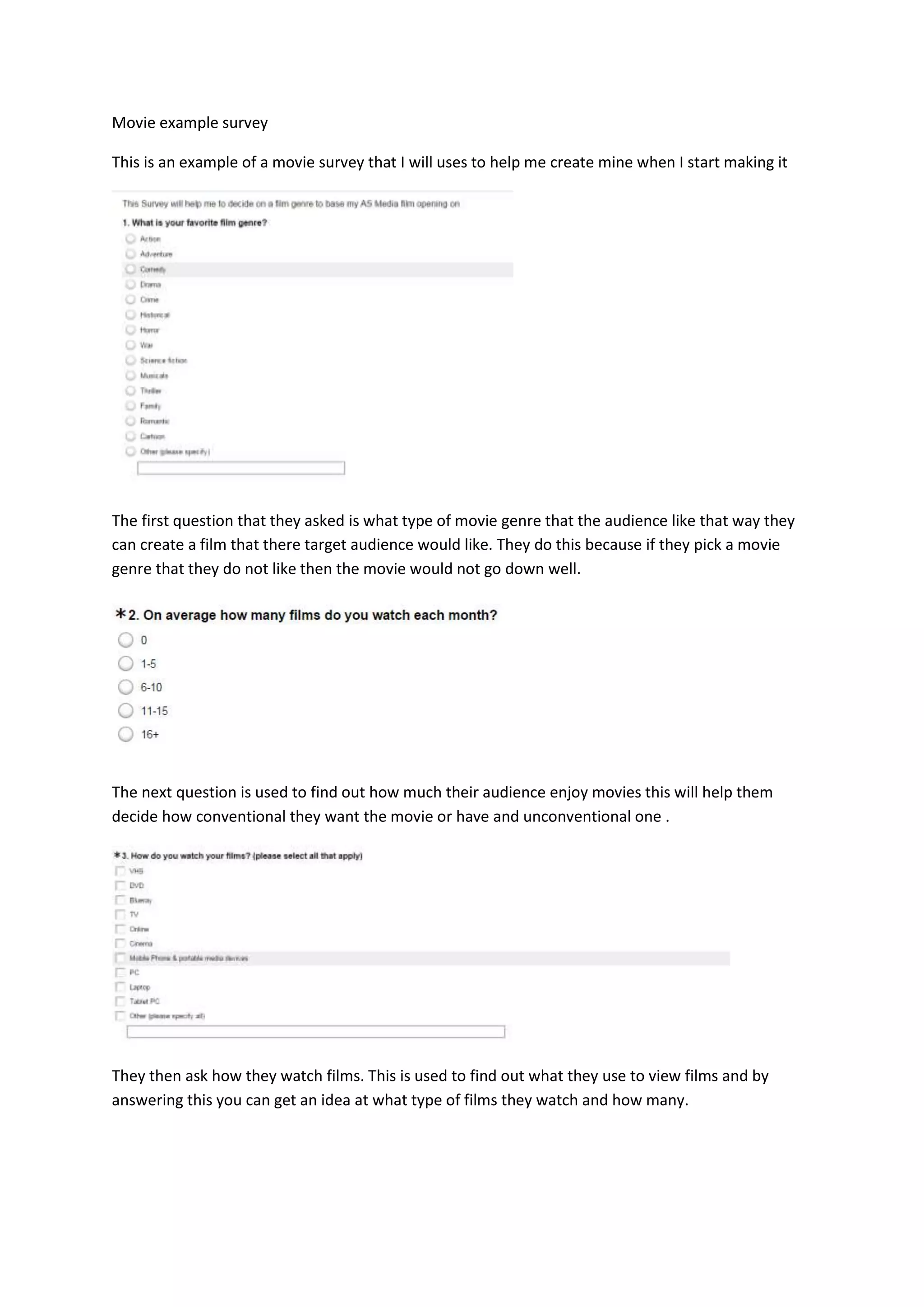 Movie example survey | DOCX