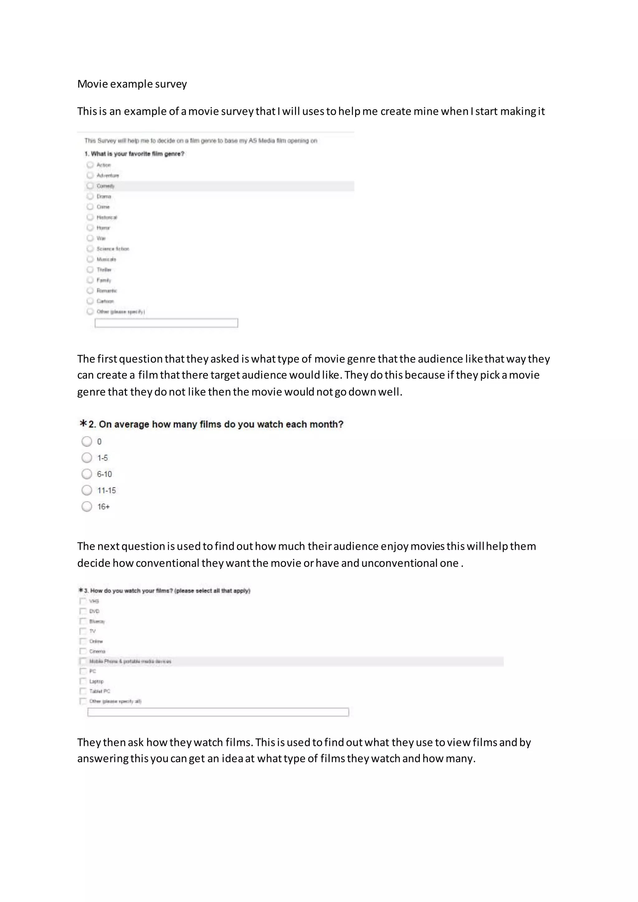 Movie example survey | DOCX