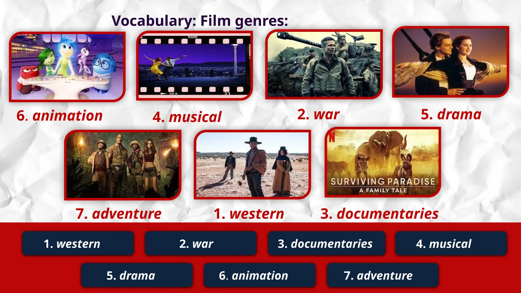 Slide Movie and series genres 8th grade.pptx | Comedy | Genres