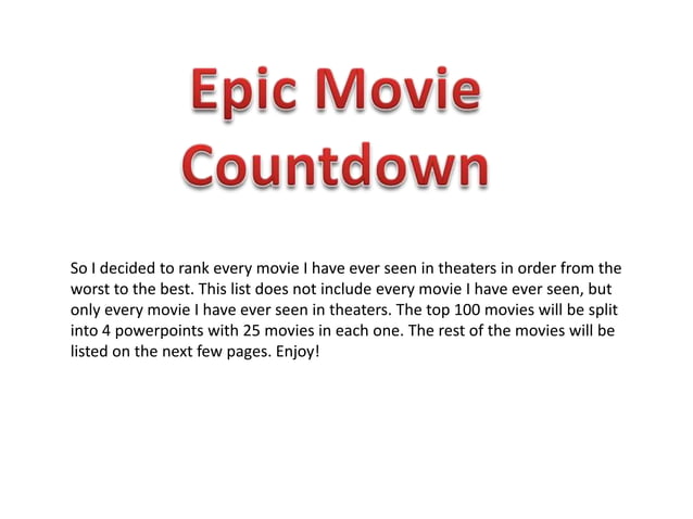 Epic Movie List Countdown Part 1 | PPT